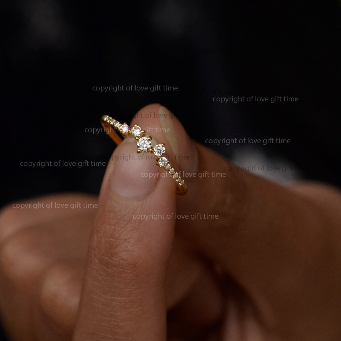 Genuine Diamond Ring / 14k Gold Diamond Cluster Ring / 14k | Etsy