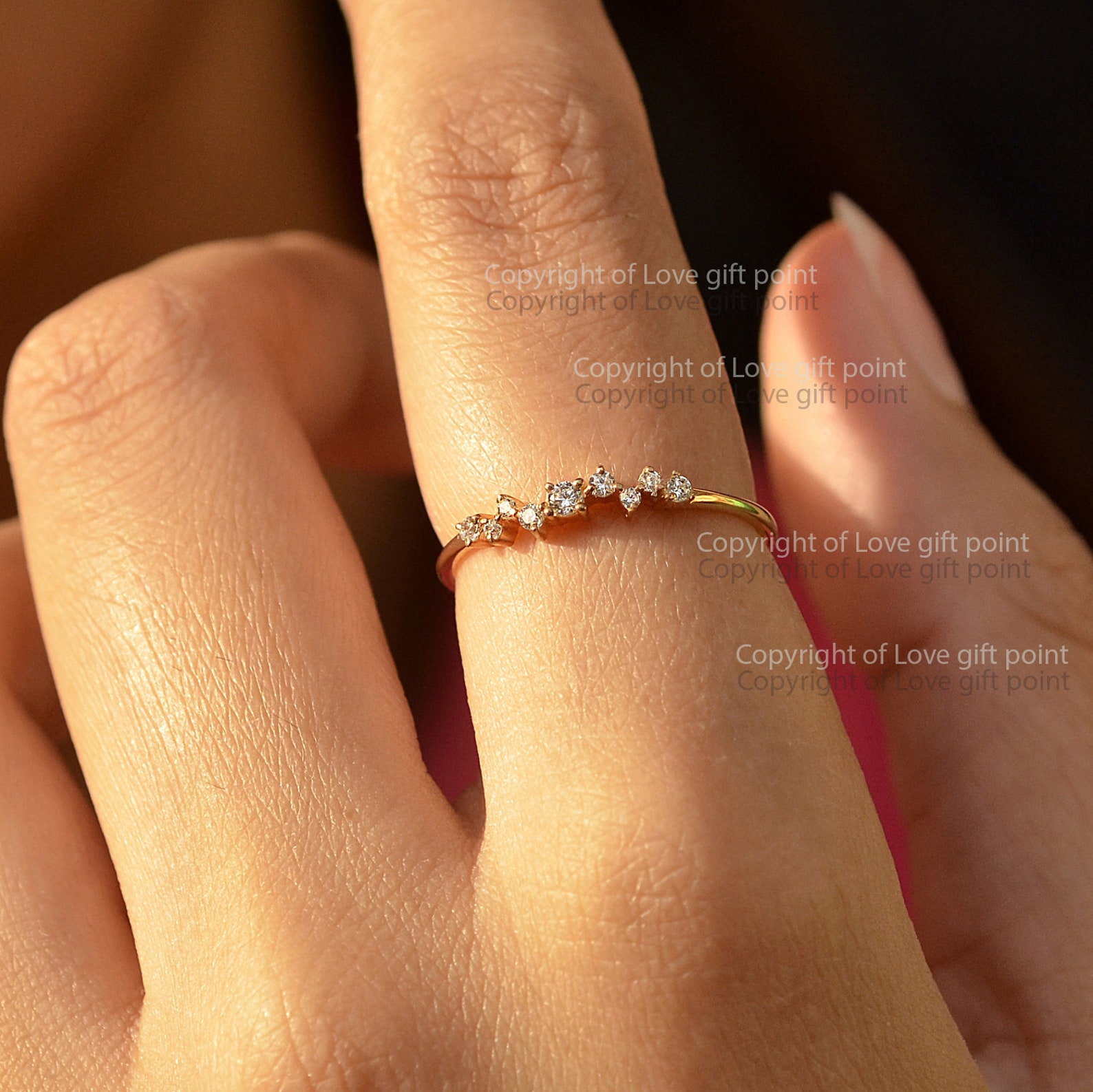 Natural Si Clarity G H Color Cluster Diamond Engagement Ring | Etsy