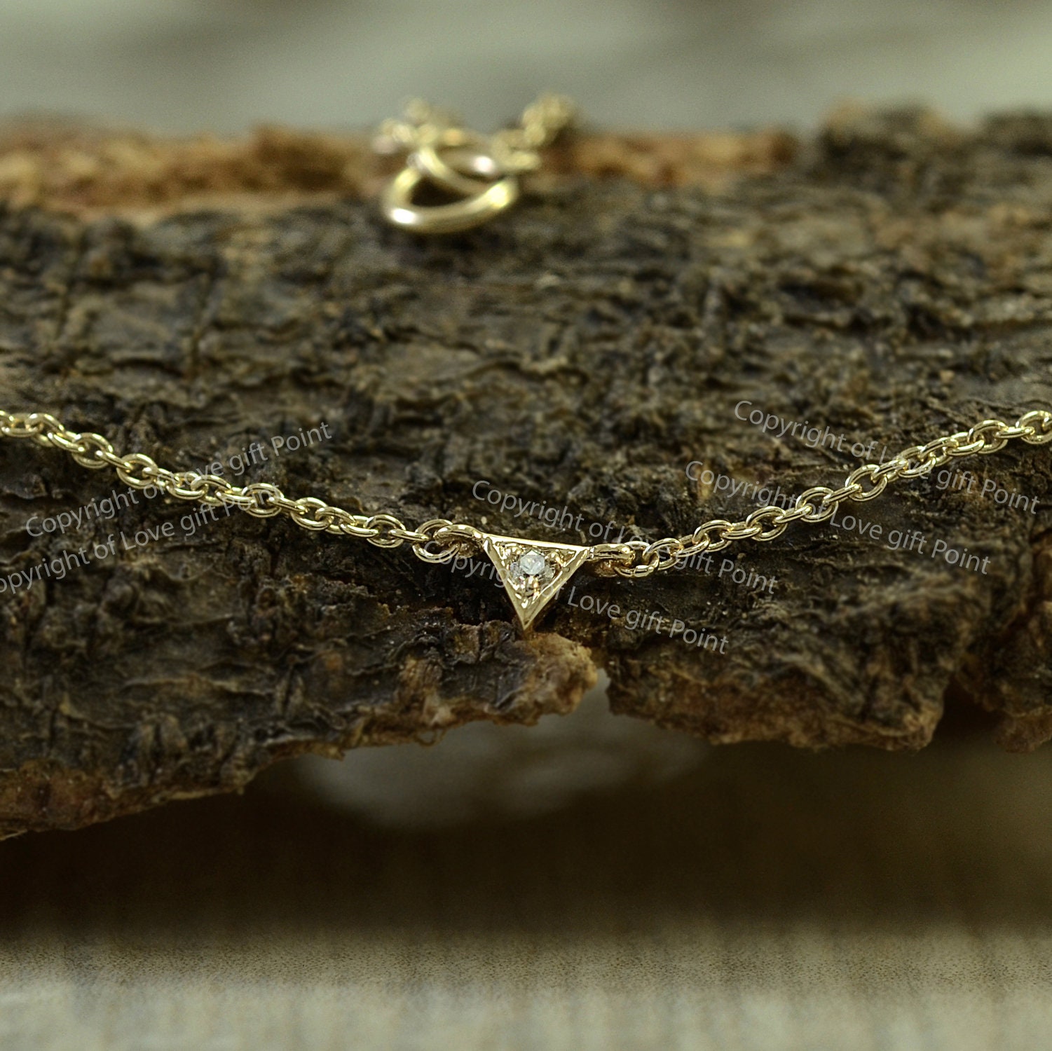 Solid 14k Yellow Gold Layering Triangle Chain Choker Necklace | Etsy