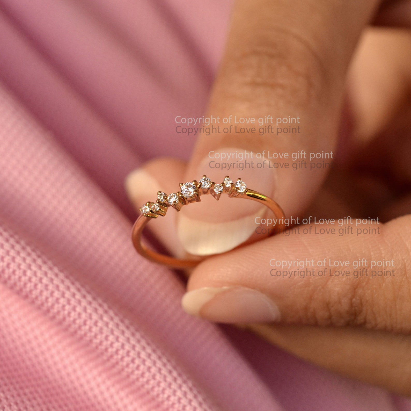 Natural Si Clarity G H Color Cluster Diamond Engagement Ring | Etsy