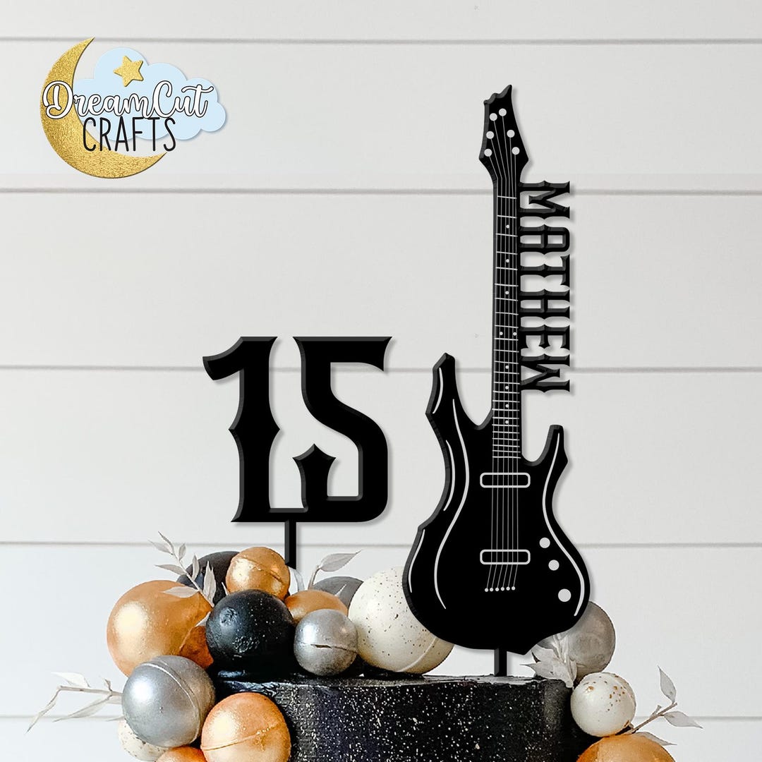 Custom Cake Topper Music Electric Guitar Cake Topper Birthday Cake ...