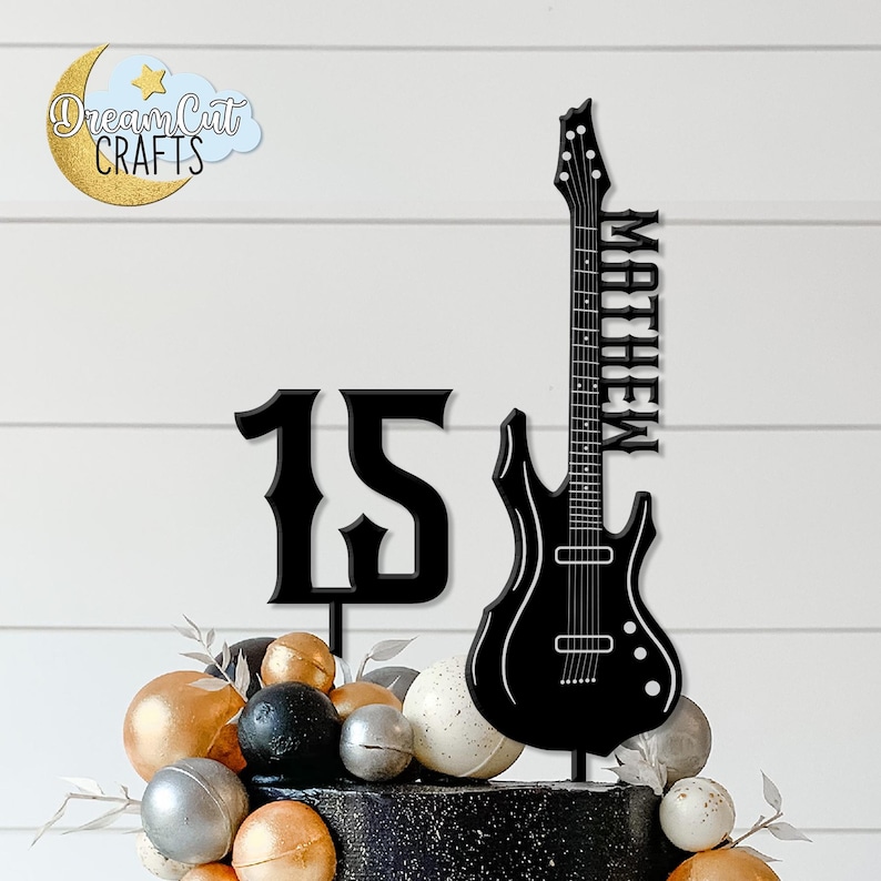 Custom Cake Topper Music Electric Guitar Cake Topper Birthday Cake ...