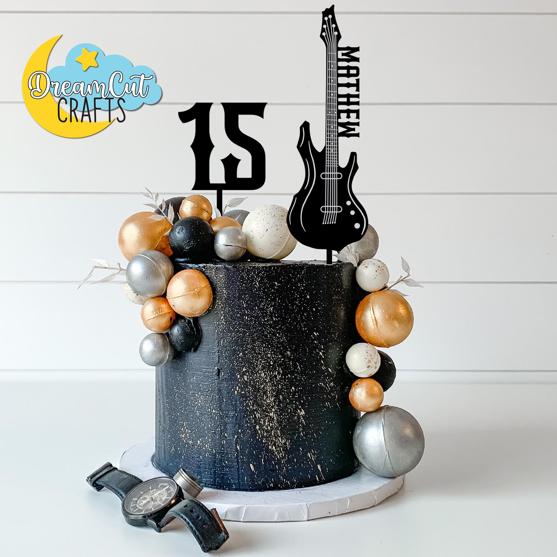 Custom Cake Topper Music Electric Guitar Cake Topper Birthday Cake ...