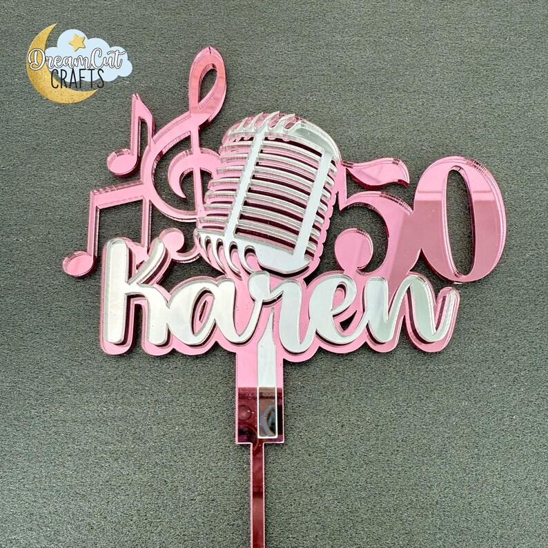 Custom Cake Topper Microphone | Music Cake Topper | Birthday Cake ...