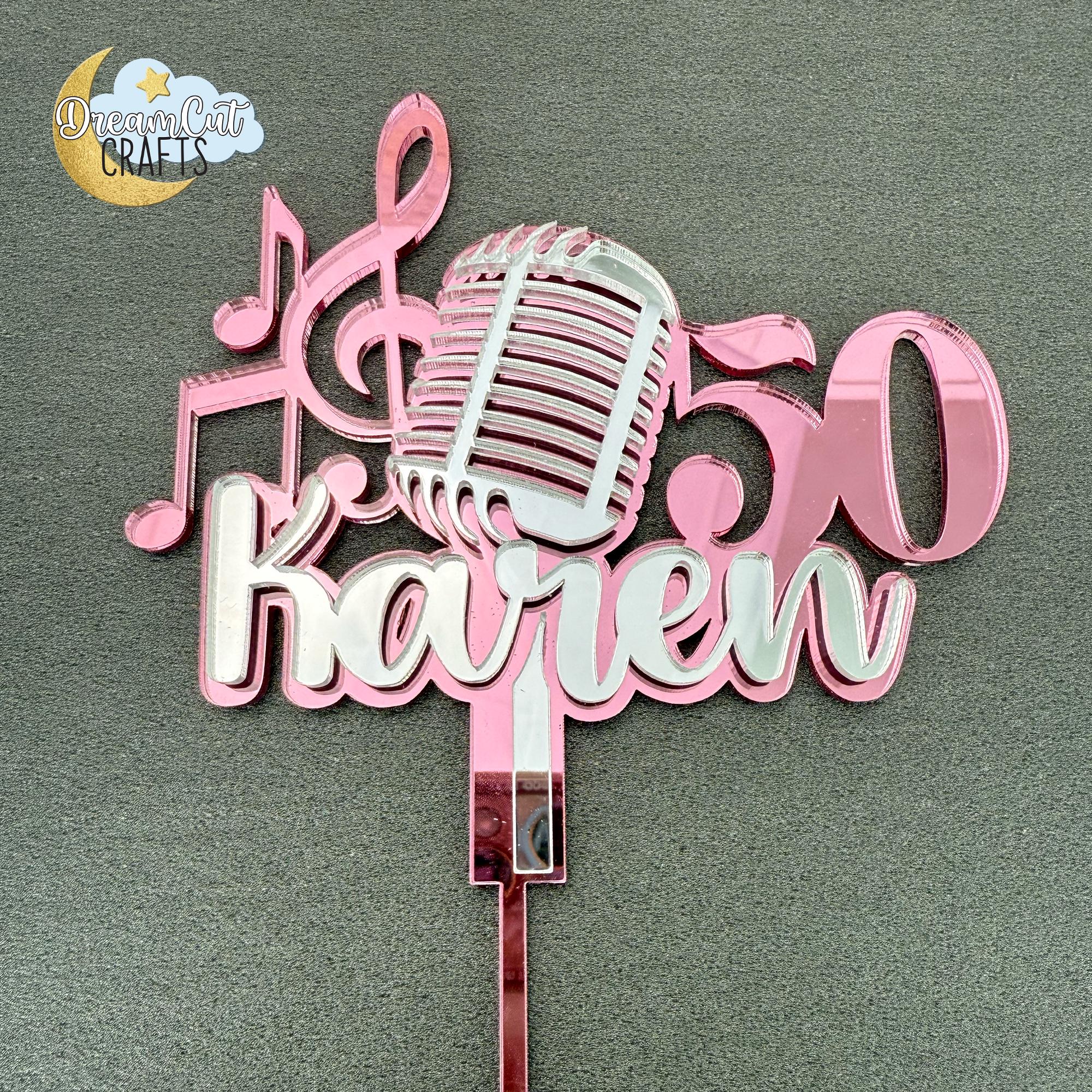 Custom Cake Topper Microphone | Music Cake Topper | Birthday Cake ...