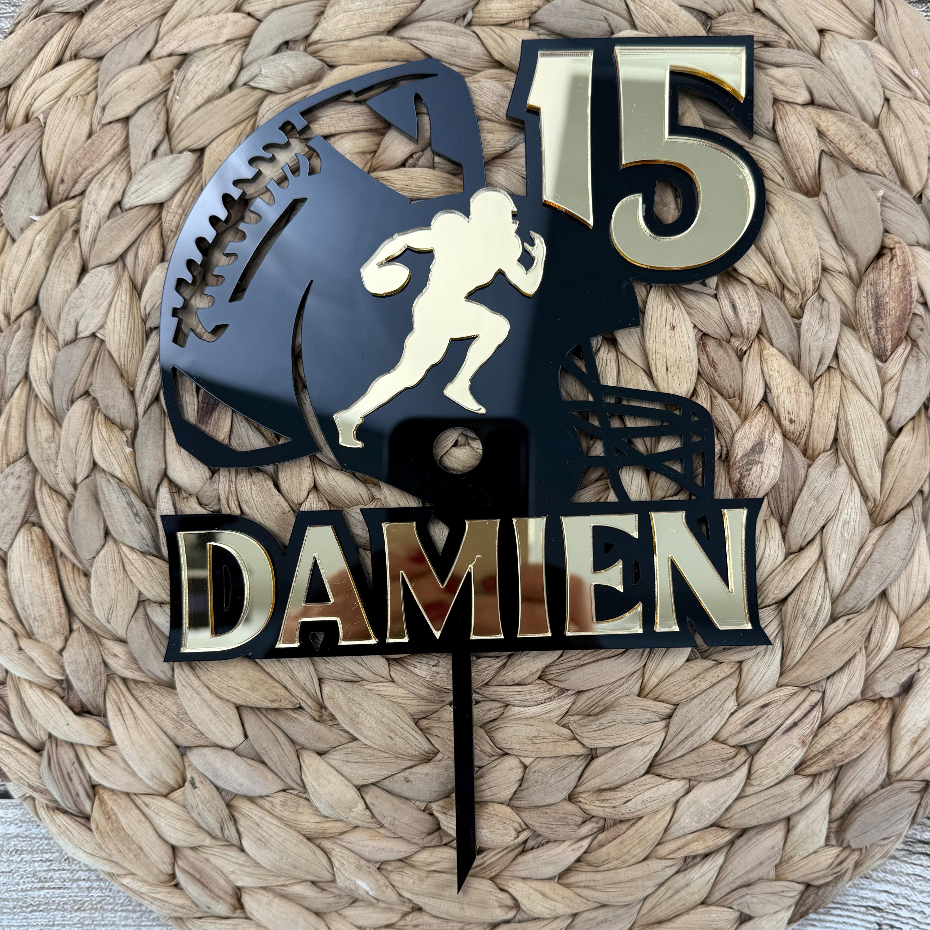 Custom Cake Topper Football Cake Topper Birthday Cake Topper Party ...