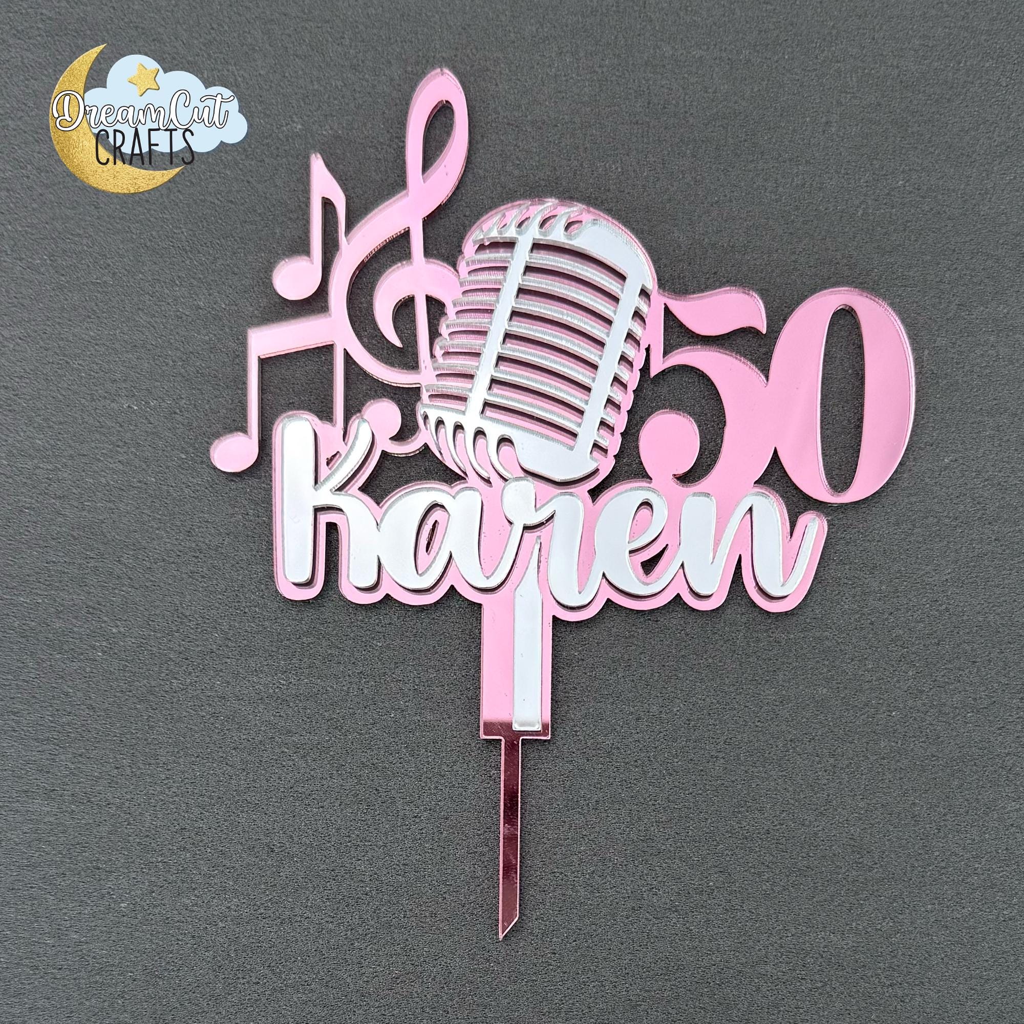 Custom Cake Topper Microphone | Music Cake Topper | Birthday Cake ...
