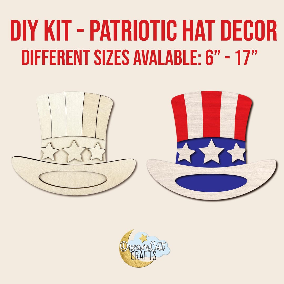 DIY Patriotic Hat Decor Kit | Layered Wood Sign for Painting | Tier ...