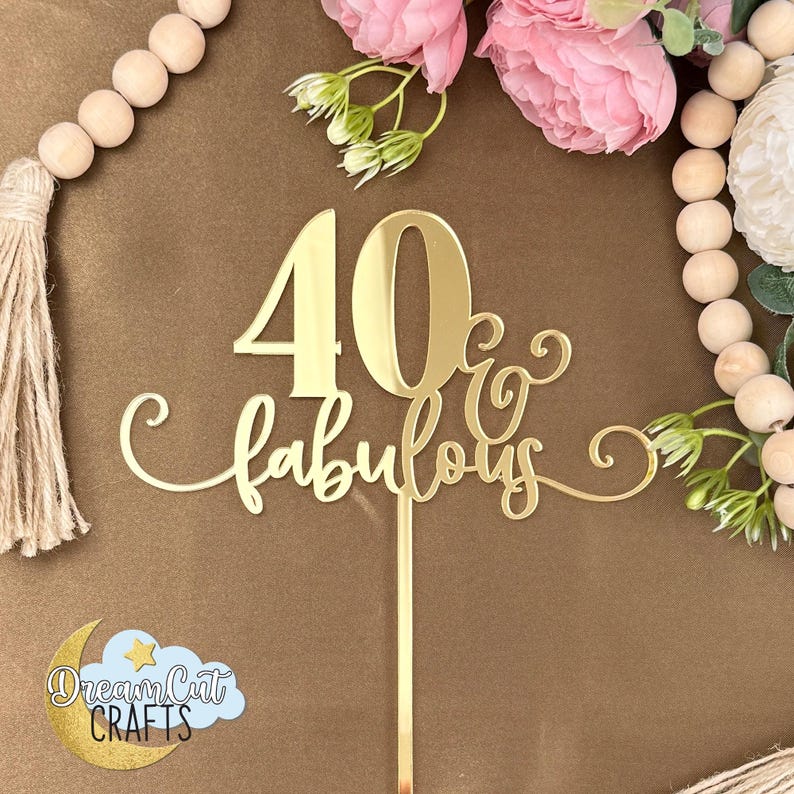 Birthday Cake Topper, Gold Acrylic Cake Topper, Personalized Cake ...