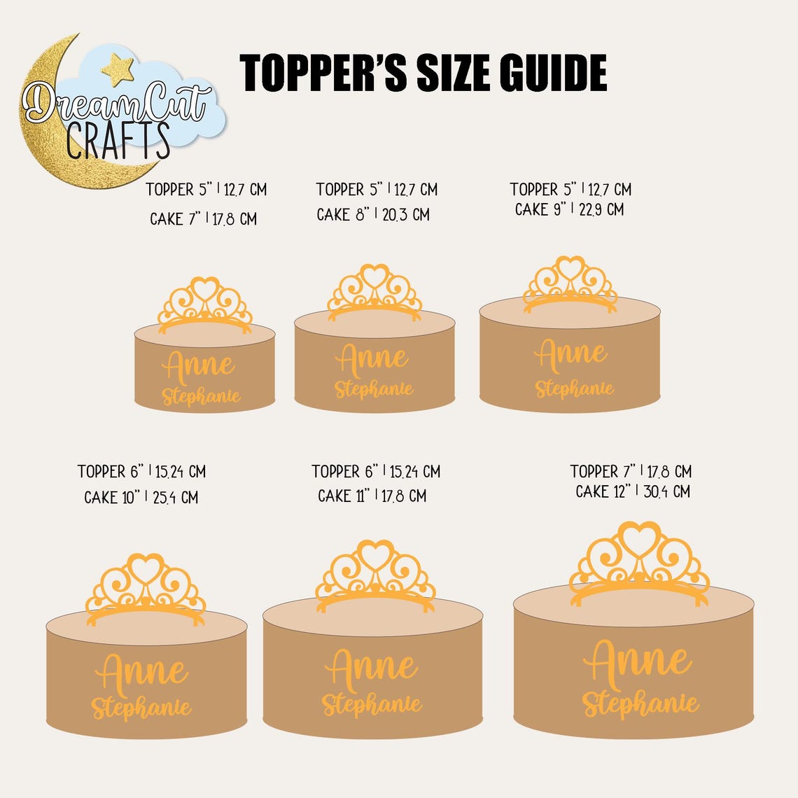 Custom Cake Topper Tiara | Princess Crown Cake Topper | Custom Name ...
