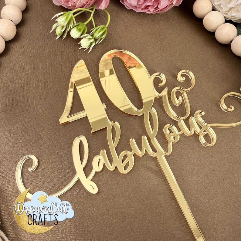 Birthday Cake Topper, Gold Acrylic Cake Topper, Personalized Cake ...