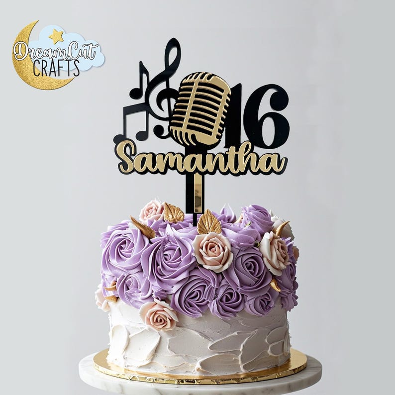 Custom Cake Topper Microphone | Music Cake Topper | Birthday Cake ...