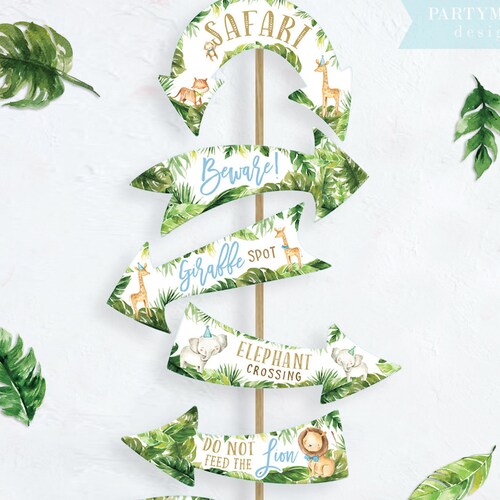 Safari Animals Arrows Directional Party Arrows Decor Safari - Etsy