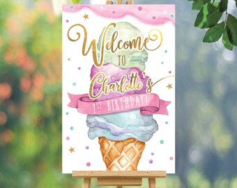 Ice Cream Backdrop PRINTABLE Here's the Scoop Sweet | Etsy