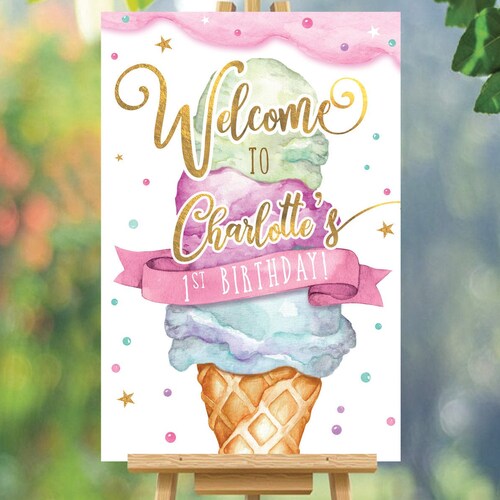 Ice Cream Backdrophere's the Scoop Birthday Decorice - Etsy