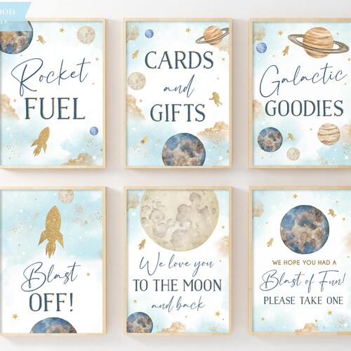 Outer Space Signs Set of 6 Fun Signs Space Theme First Trip - Etsy