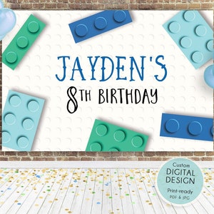 Editable Building Blocks Backdrop, Bricks Backdrop Birthday Party ...