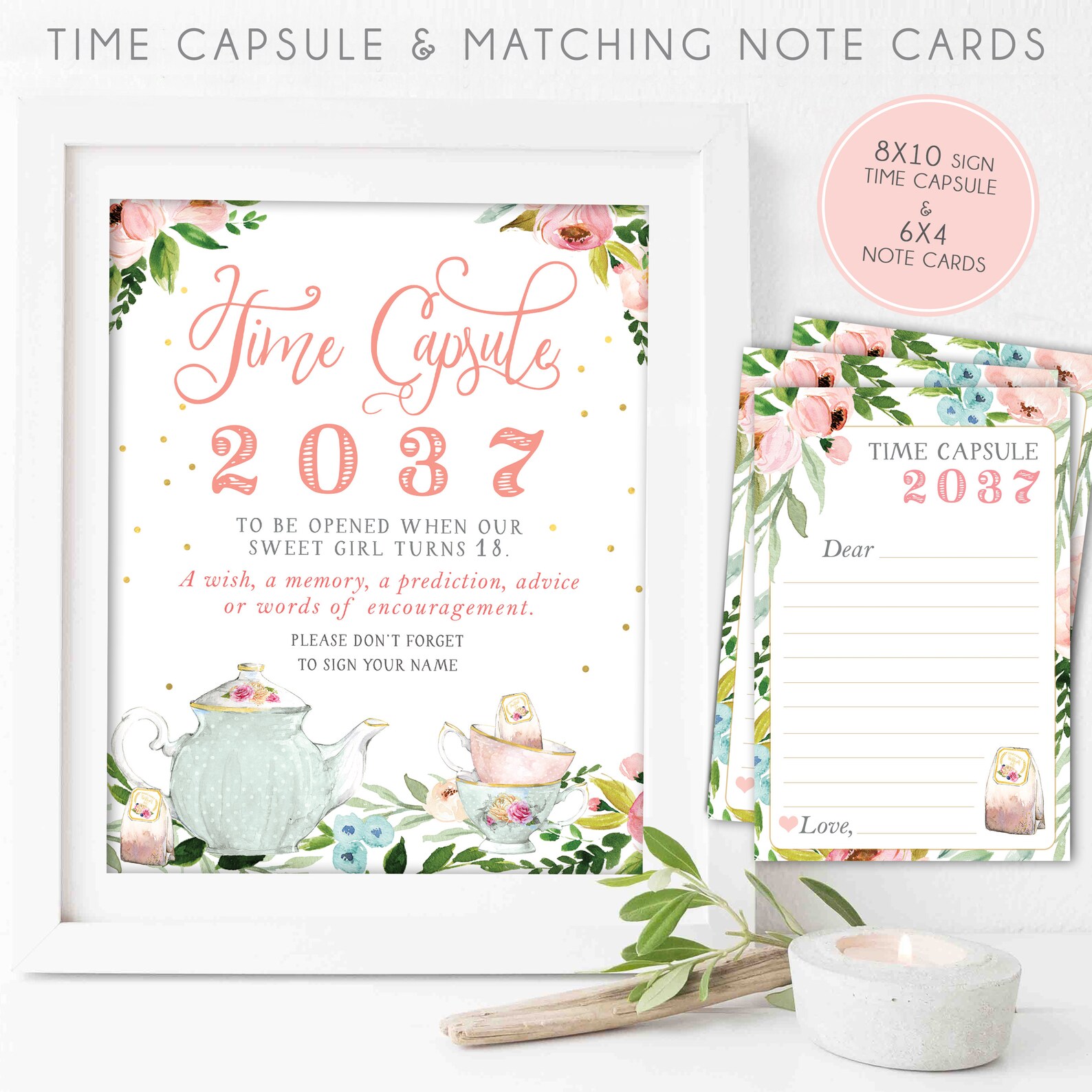 Floral Tea Party Birthday Invitation Girl 1st Birthday High - Etsy