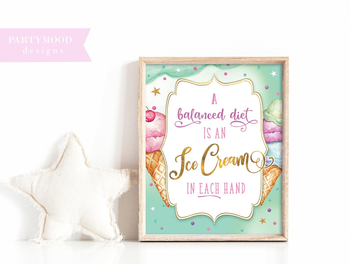 Ice Cream Birthday Sign Fun Ice Cream Sign Decor Here's | Etsy