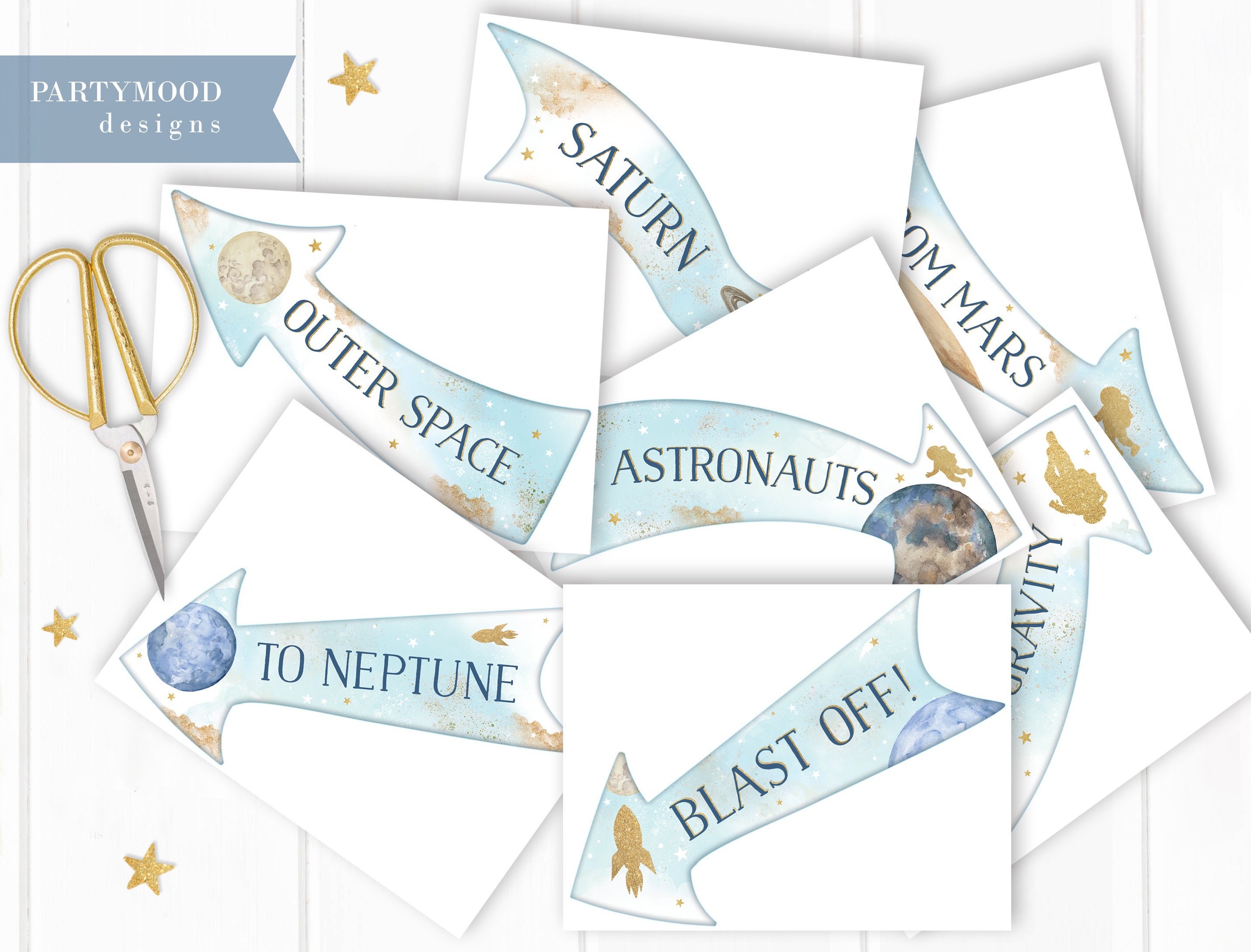 Space Arrows Directional Party Arrows Wall Decor Outer - Etsy