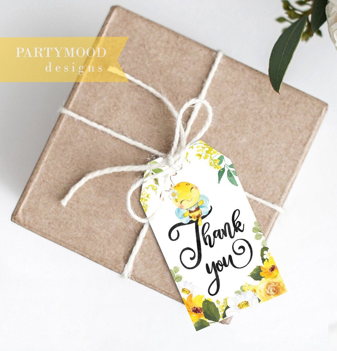 Bee Tags, Bumble Bee Decor, Double Sided Tag, Little Honey Birthday ...