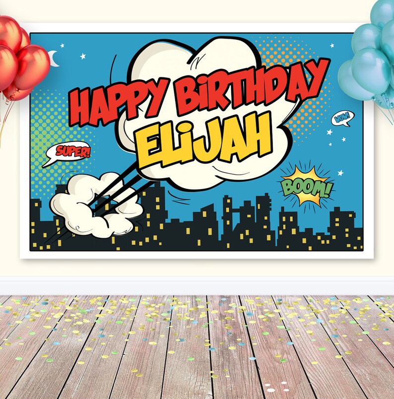 Superheroes Backdrop, Birthday Sign Reception, Superhero Decor ...