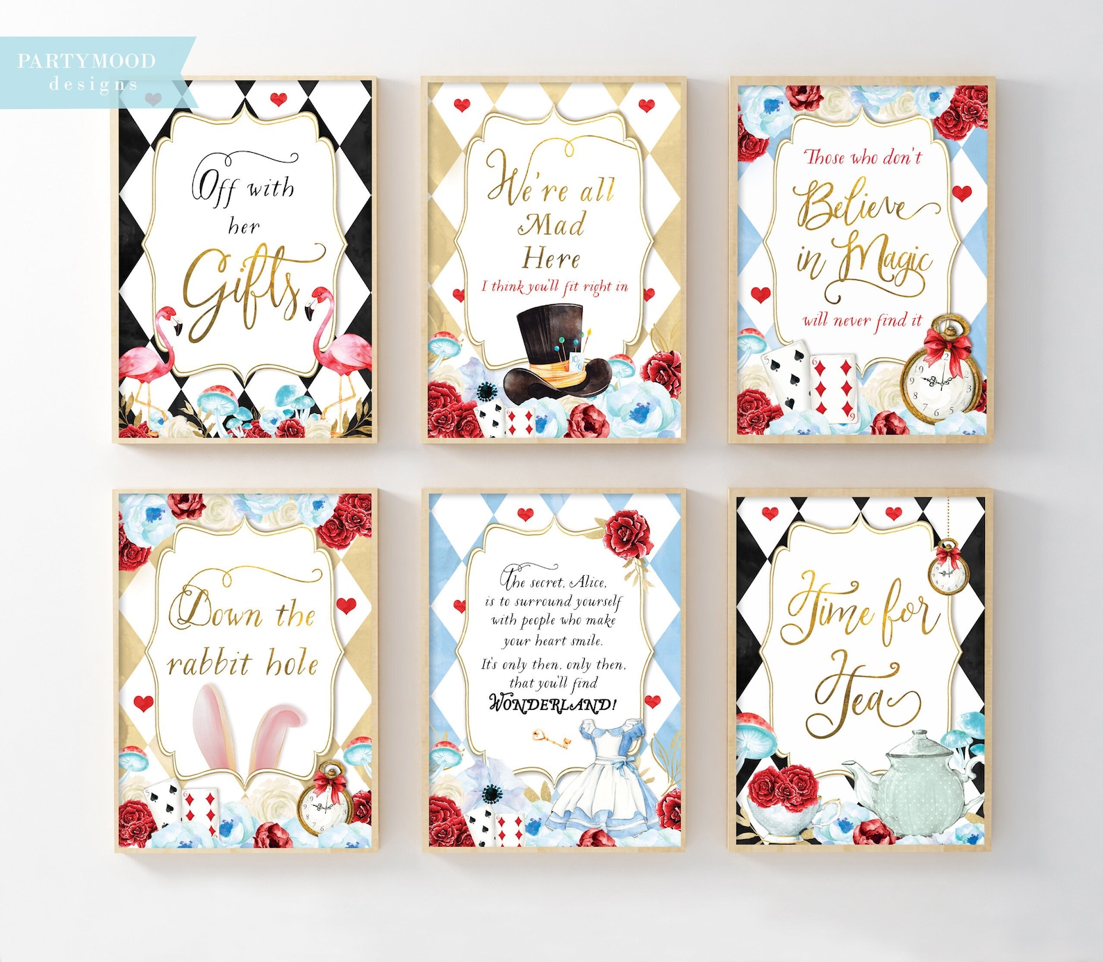 Alice in Wonderland Party Signs Set of Printable Signs Decor | Etsy