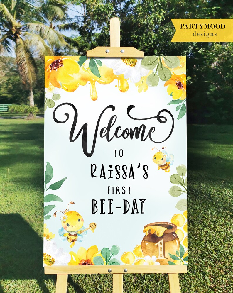 Hunny Bee Sign Bee Birthday Signs Fun Sign Our Little Honey - Etsy