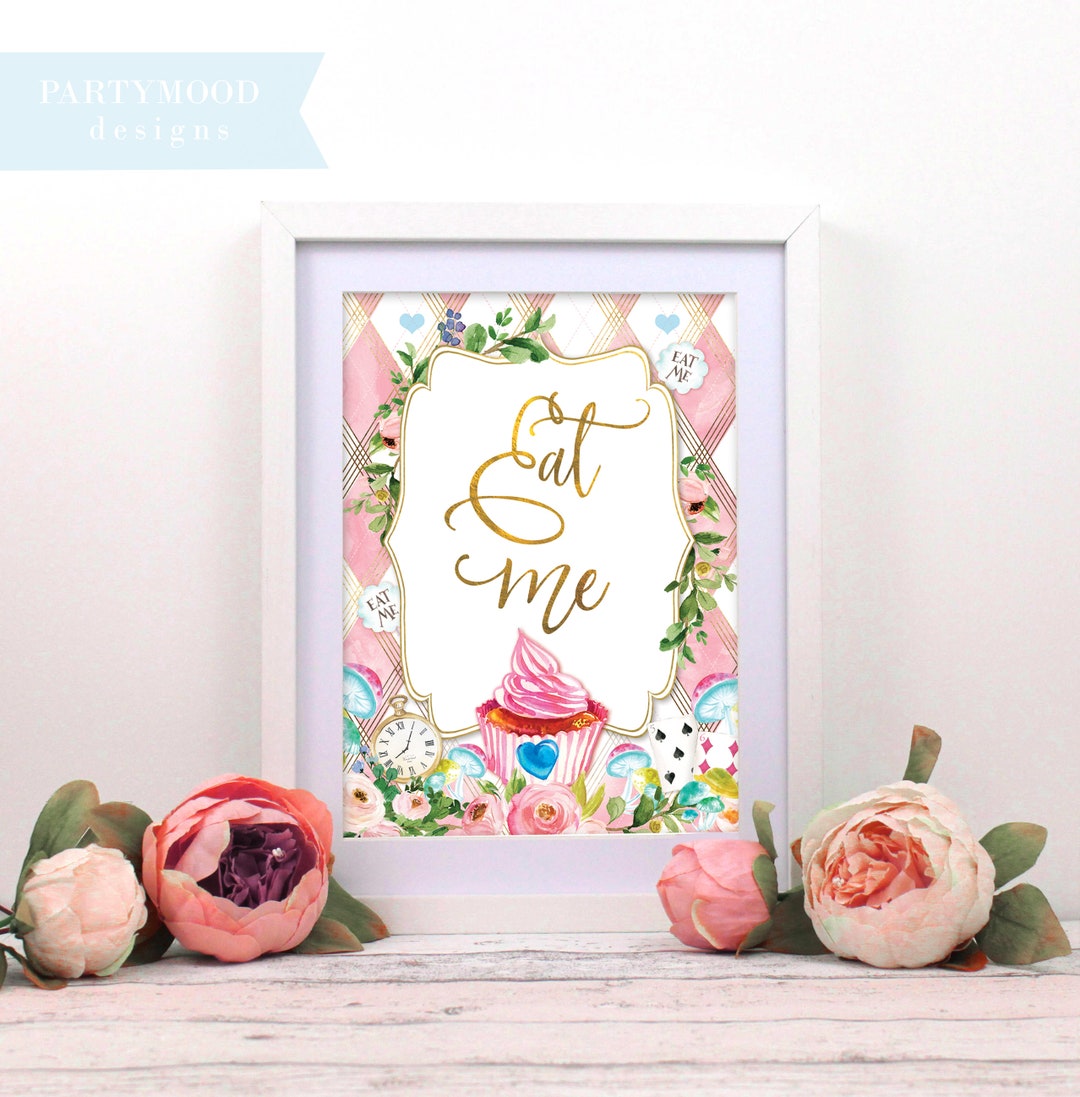 Alice in Wonderland Eat Me Sign, Decor Onederland Girl's 1st Birthday ...