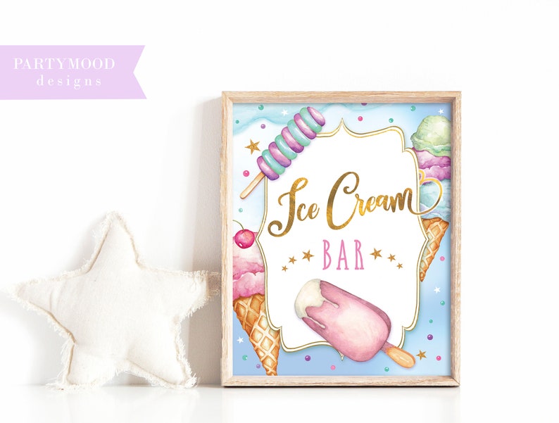 Ice Cream Bar Sign Birthday Decor Birthday Buffet - Etsy