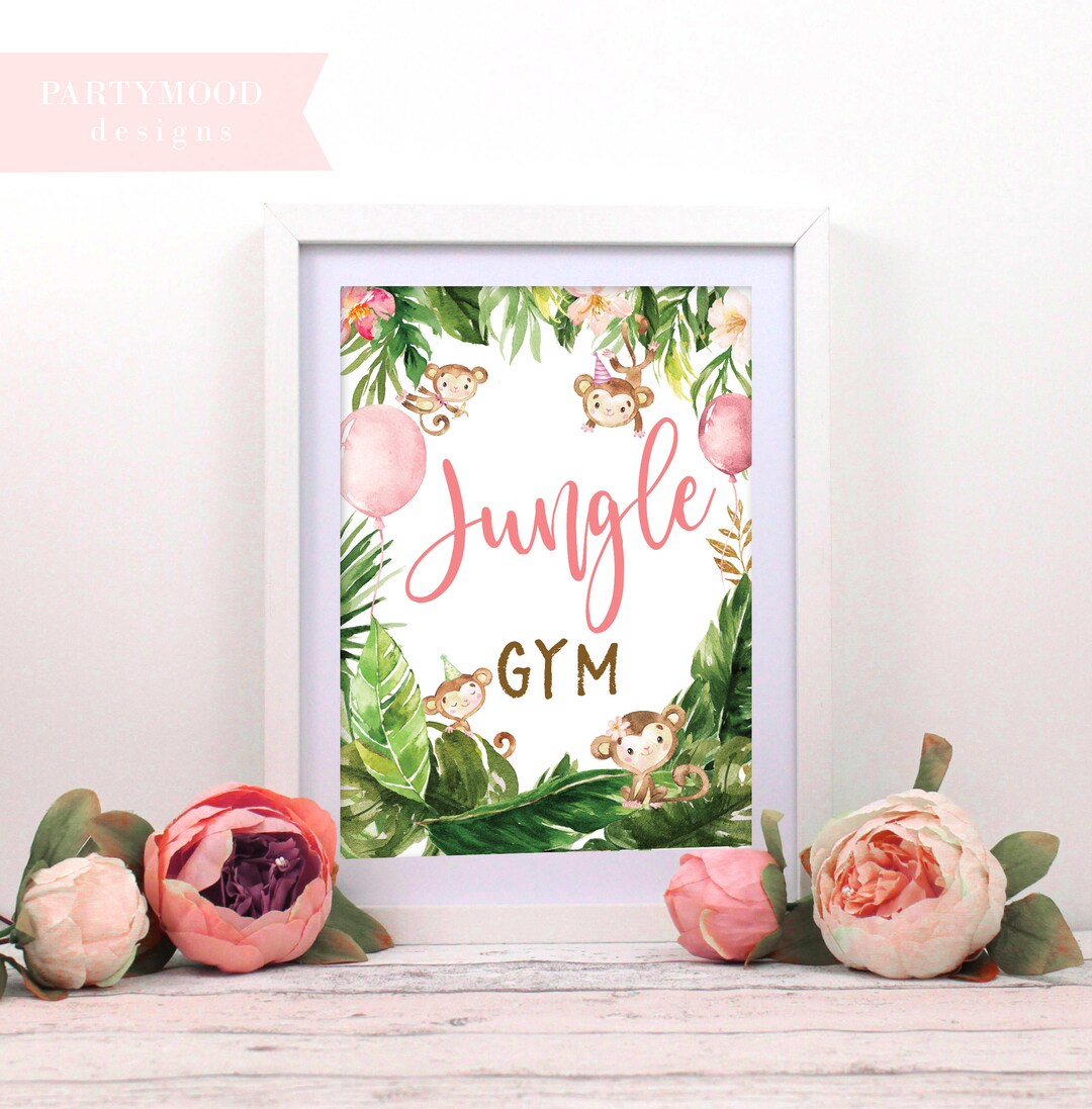 Jungle Gym Sign, Jungle Sign, Wild One Safari Birthday, Safari Animals ...