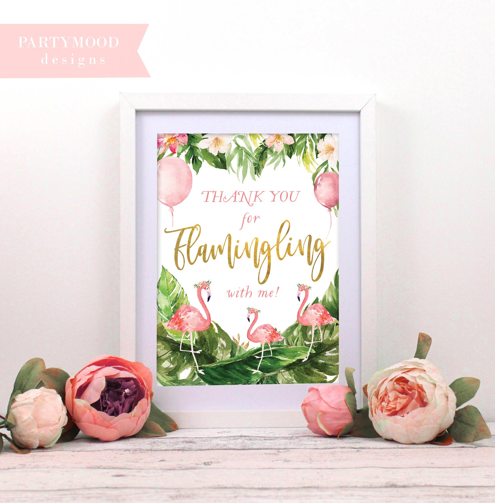 Flamingo Sign Thank you Sign Flamingling Girl 1st Birthday | Etsy