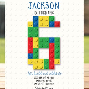 Editable Building Blocks Invitation, Blocks Birthday Party, Building ...