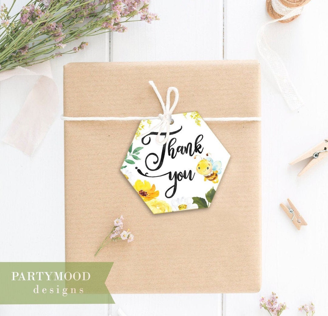 Bee Tags, Hexagon Bee Tag, Bumble Bee Decor, Double Sided Tag, Little ...