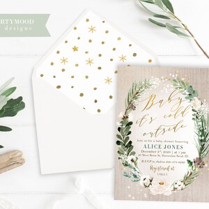 Winter Baby Shower Backdrop Rustic Baby It's Cold - Etsy