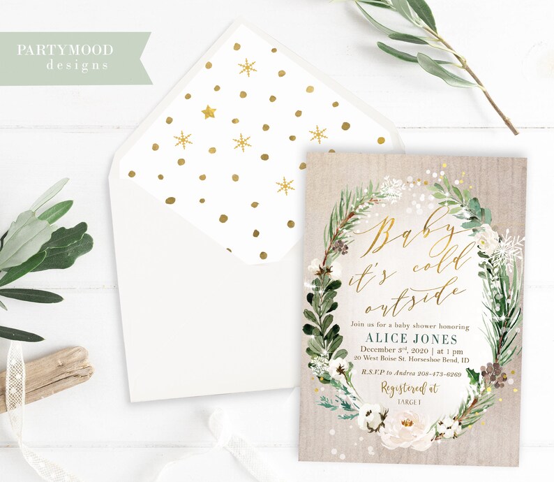 Winter Baby Shower Backdrop Rustic Baby It's Cold - Etsy