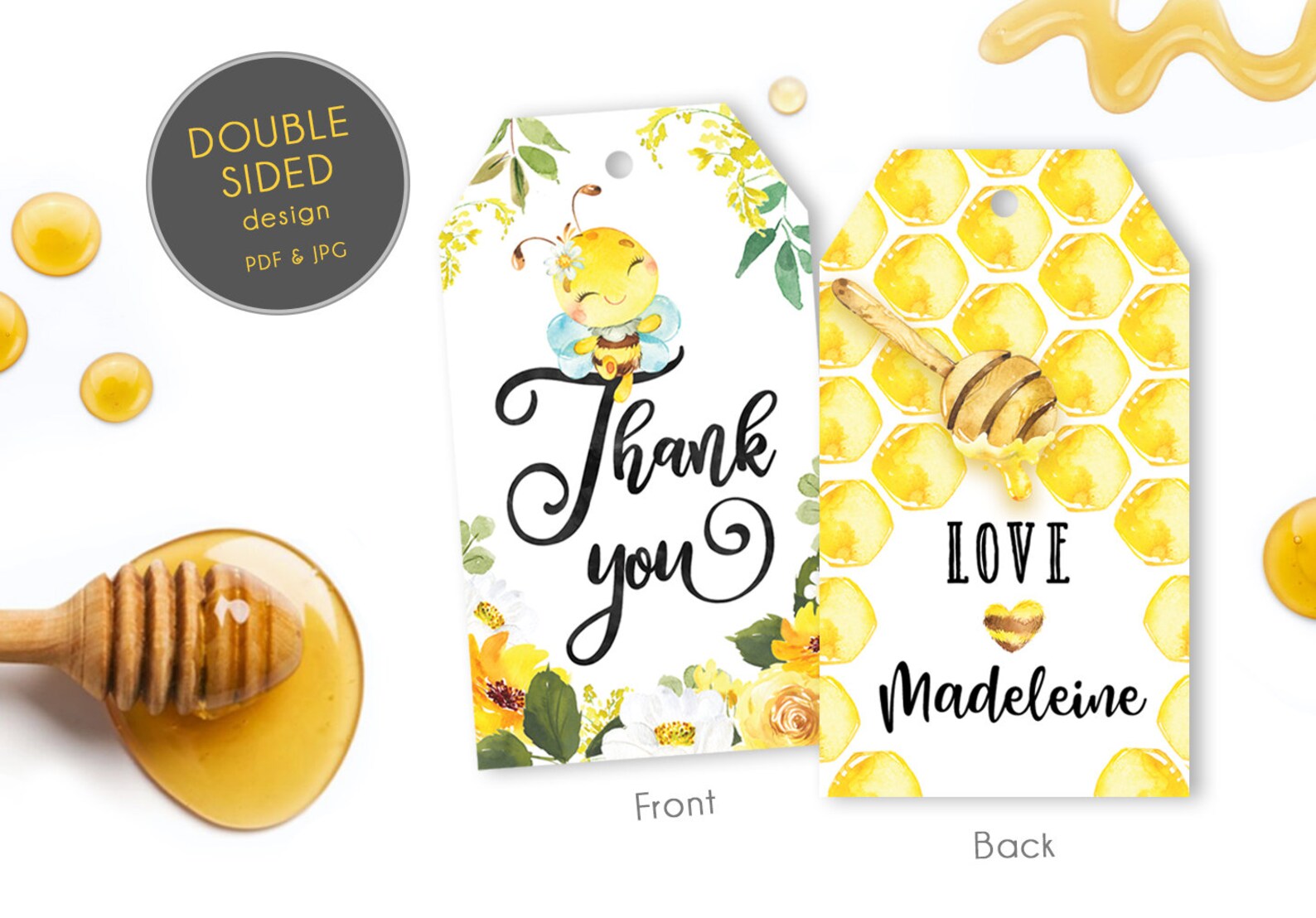 Bee Tags Bumble Bee Decor Double Sided Tag Little Honey | Etsy