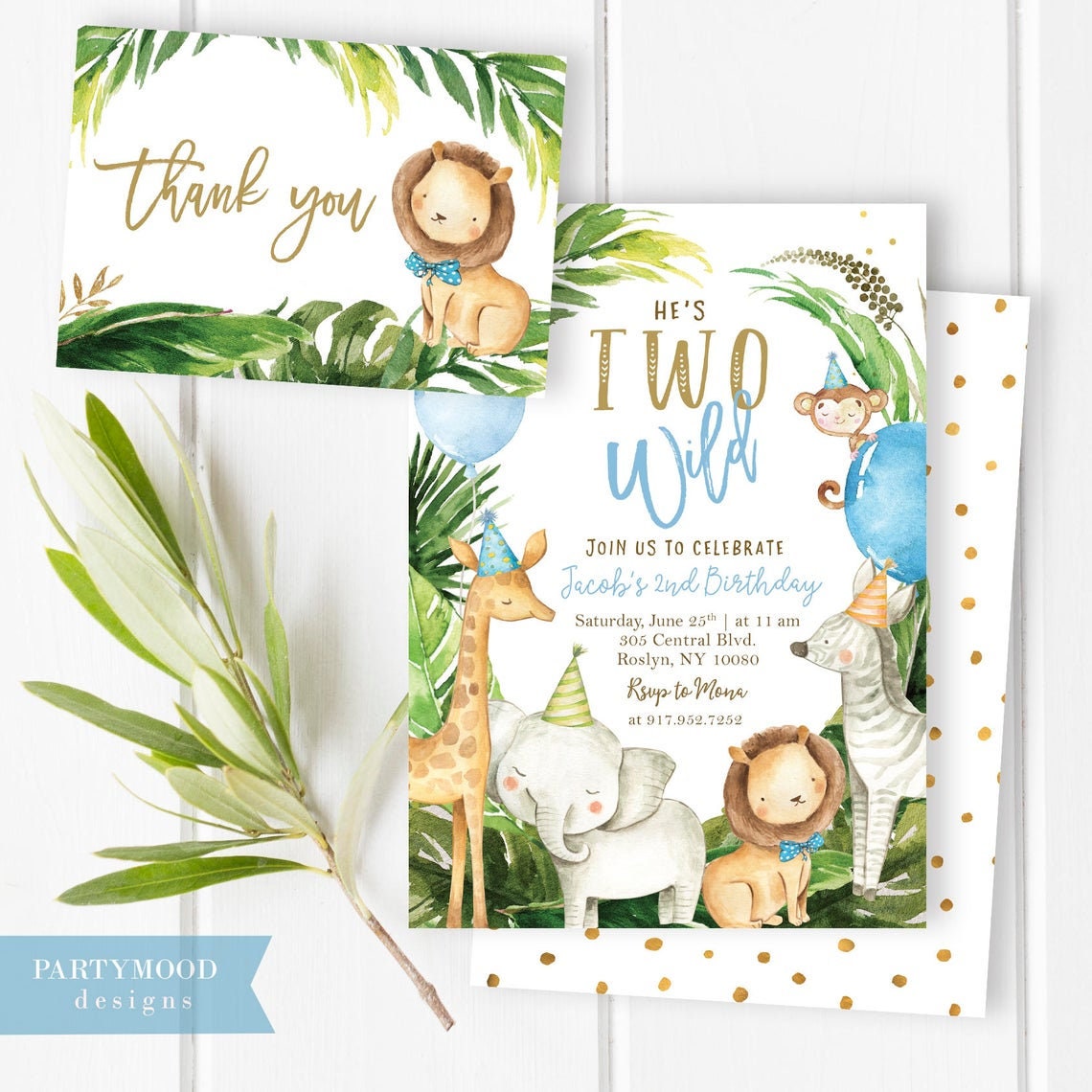 Two Wild Backdrop Safari Banner Boy 2nd Birthday Jungle - Etsy