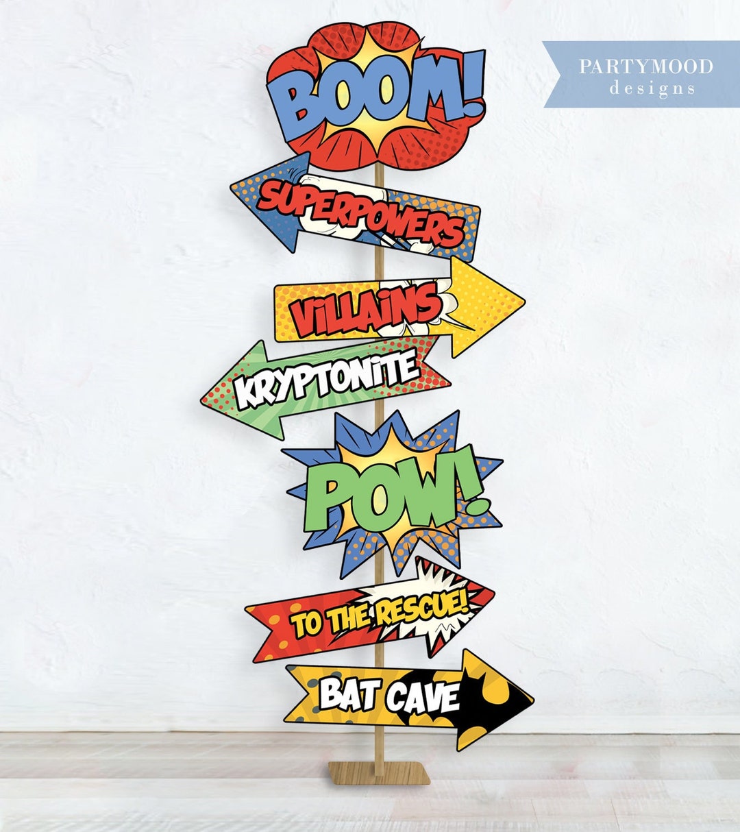 Superhero Welcome Sign Birthday Directional Arrows Superheroes Fun ...
