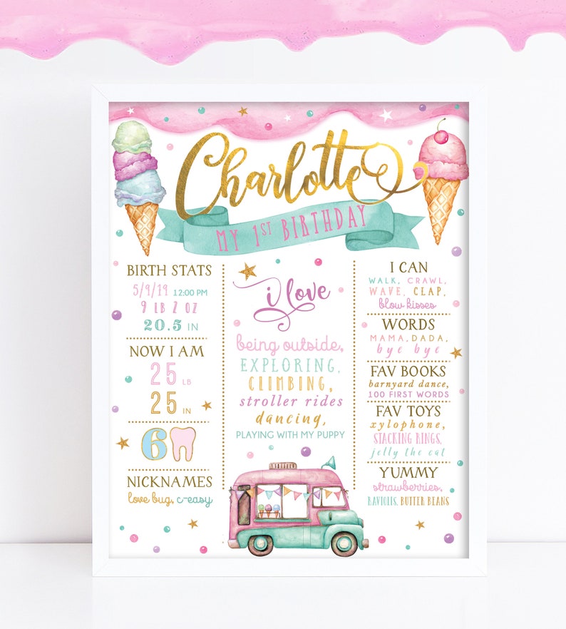 Ice Cream Bar Sign Birthday Decor Birthday Buffet - Etsy