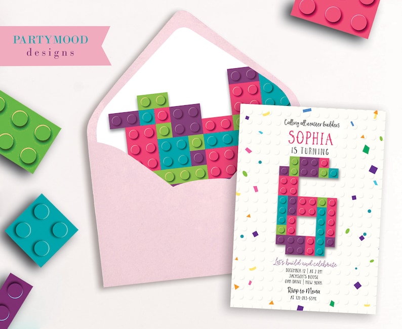Editable Building Blocks Invitation Blocks Birthday Party - Etsy
