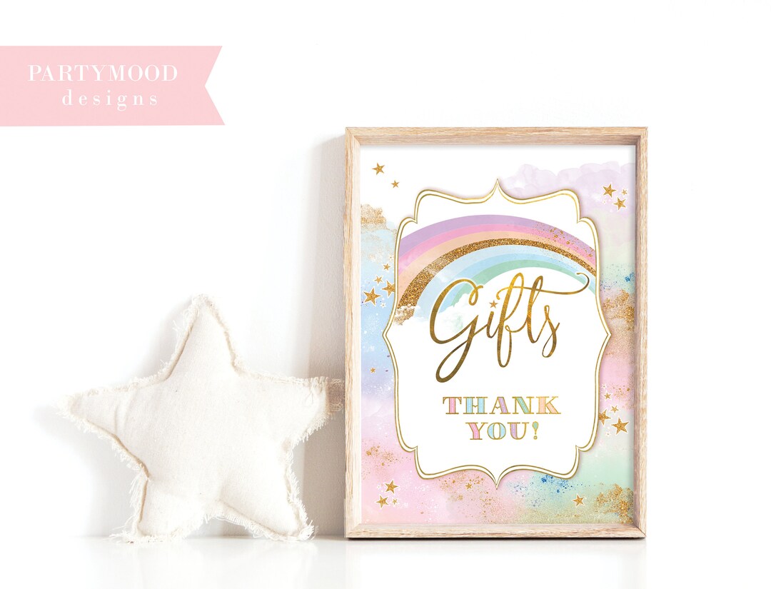 Rainbow Gifts Sign, Rainbow Sign, Cards and Gifts, Magical Party Decor ...