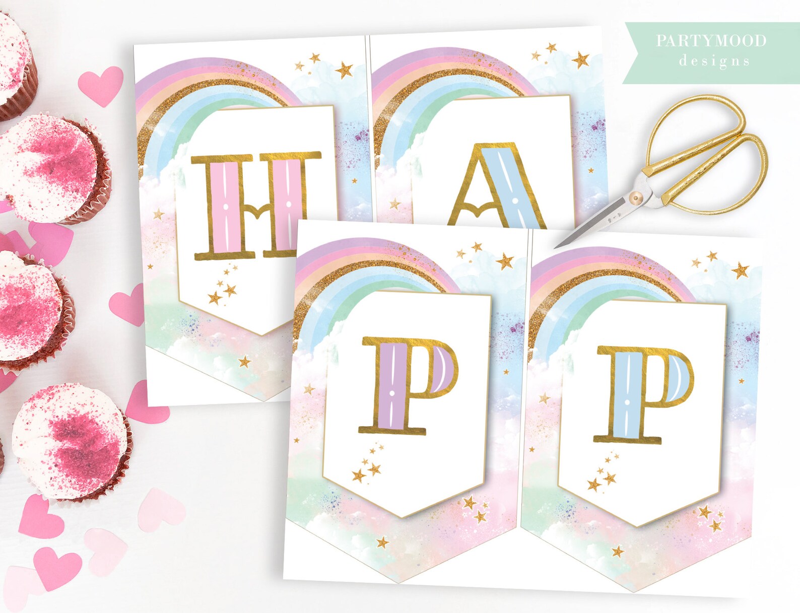 Rainbow Happy Birthday Banner HBD Rainbow Birthday Decor - Etsy