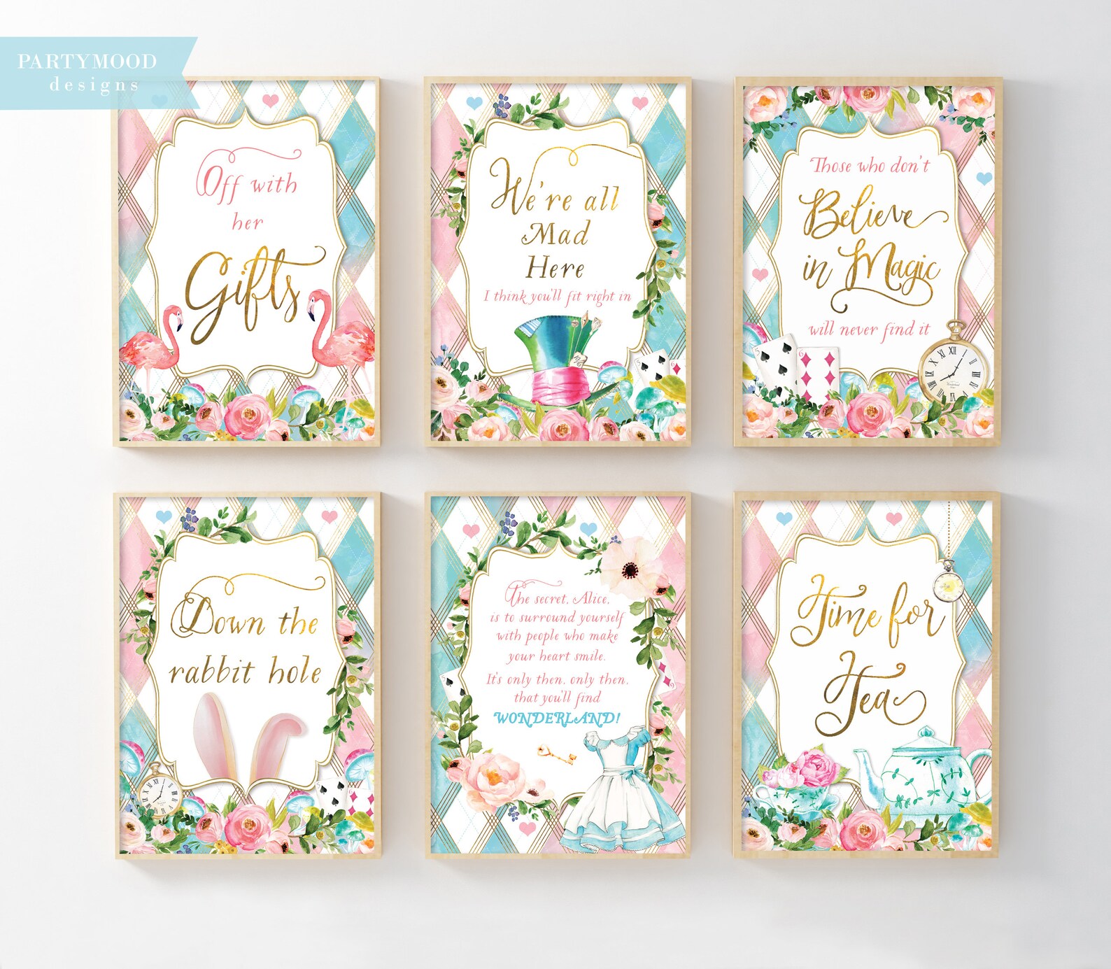 Alice in Wonderland Party Signs Set of Printable Signs Decor - Etsy