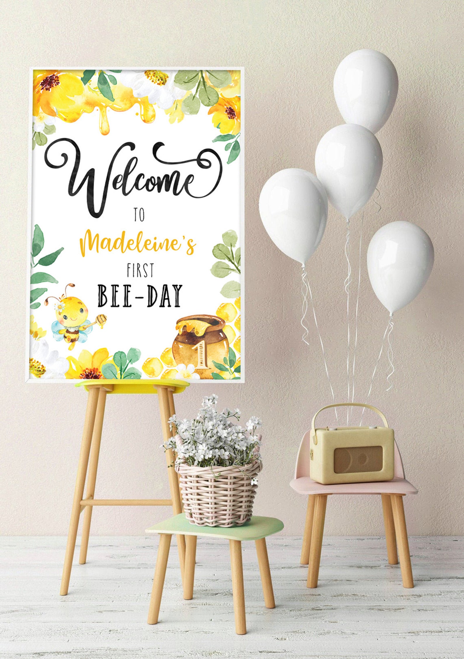 Bee Welcome Sign Bumble Bee Decor Little Honey Birthday | Etsy