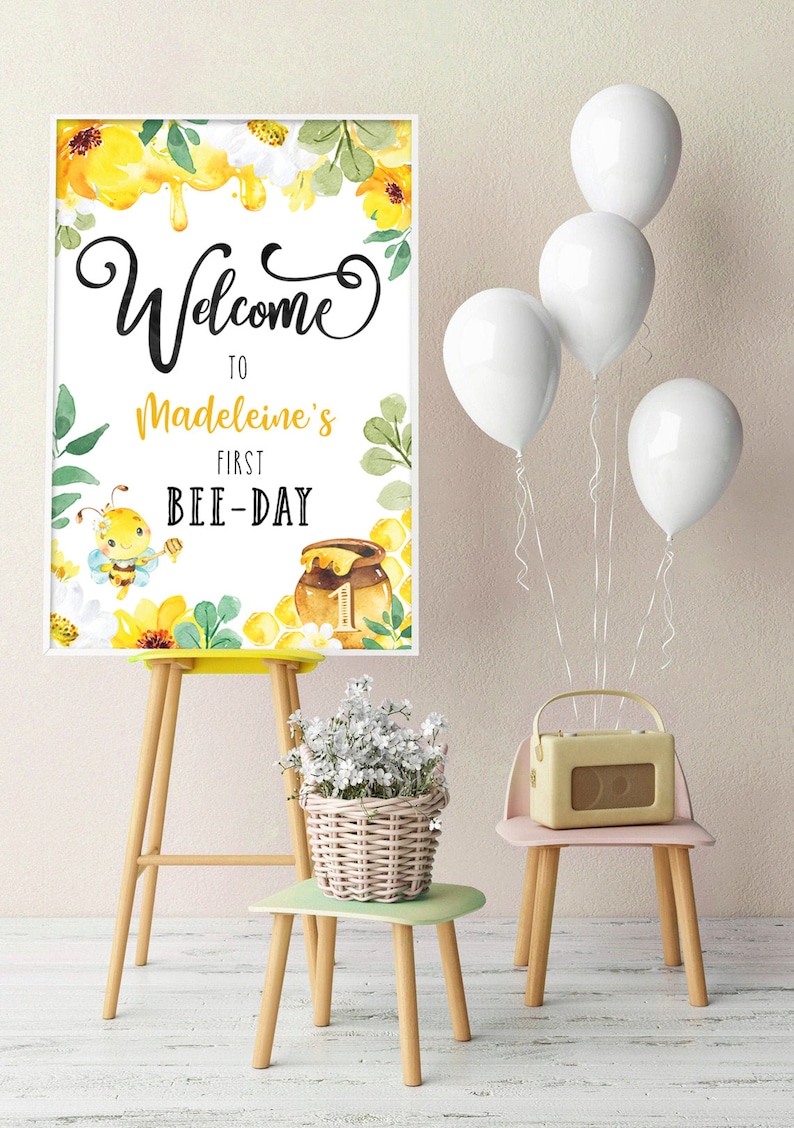 Bee Welcome Sign Editable Bumble Bee Decor Little Honey - Etsy UK