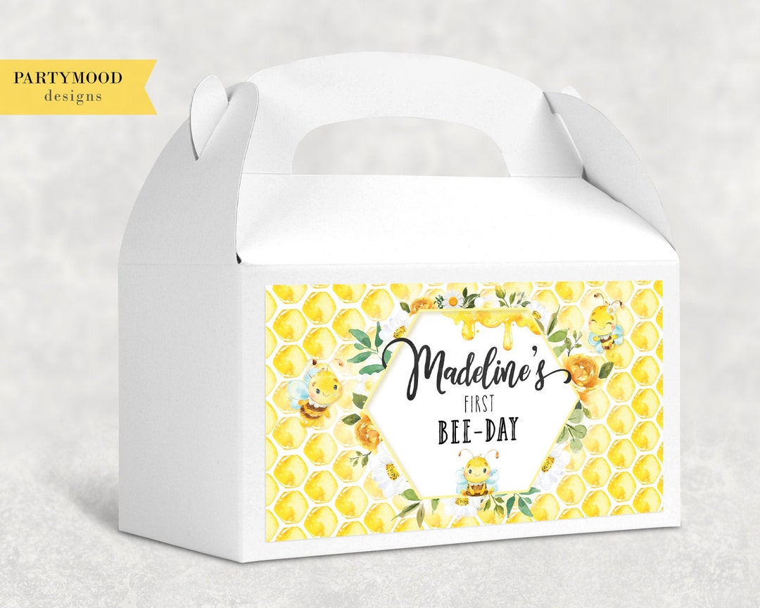 Bee Gable Box, Bee One, Favor, Gift Box, Honey Jar, Bumble Bee Decor ...