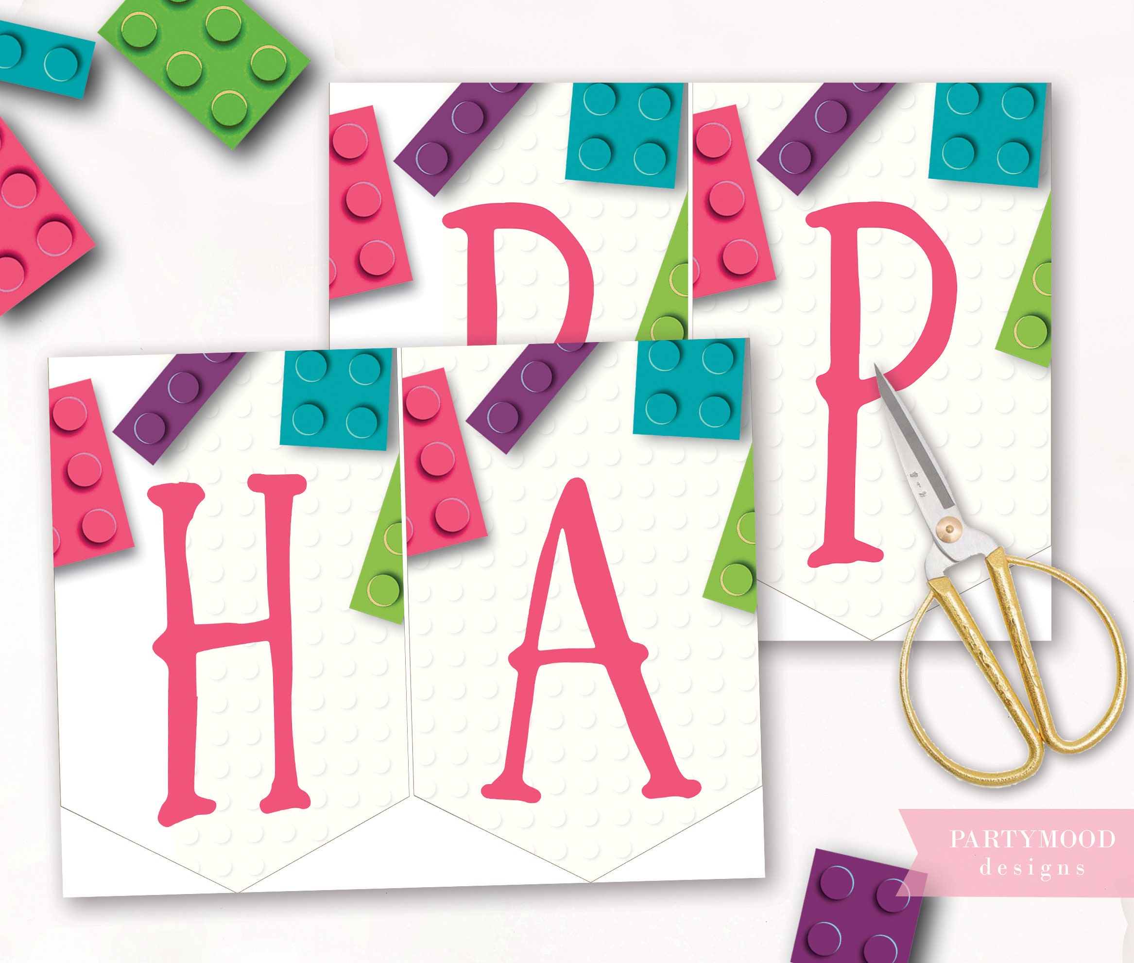 Building Blocks Happy Birthday Banner, HBD Banner Blocks Birthday Party ...