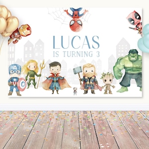 Superheroes Backdrop, Birthday Sign Reception, Avengers Decor ...