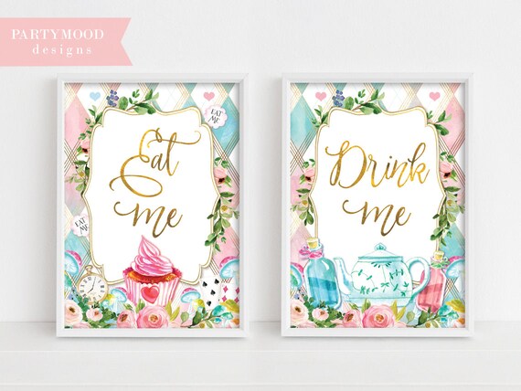 Alice in Wonderland Party Signs Decor Onederland Girl's - Etsy